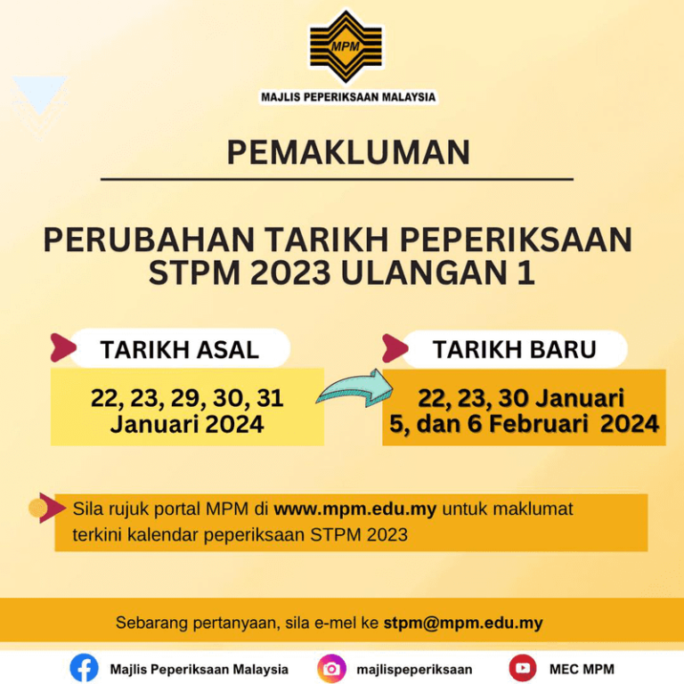 Kalendar STPM 2024 Tarikh Peperiksaan Sijil Tinggi Persekolahan