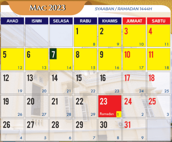 Kalendar Islam 2023 Tarikh Penting 1444 - 1445H Di Malaysia