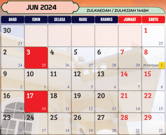 Kalendar Islam 2024 Tarikh Penting 1445 - 1446H Di Malaysia